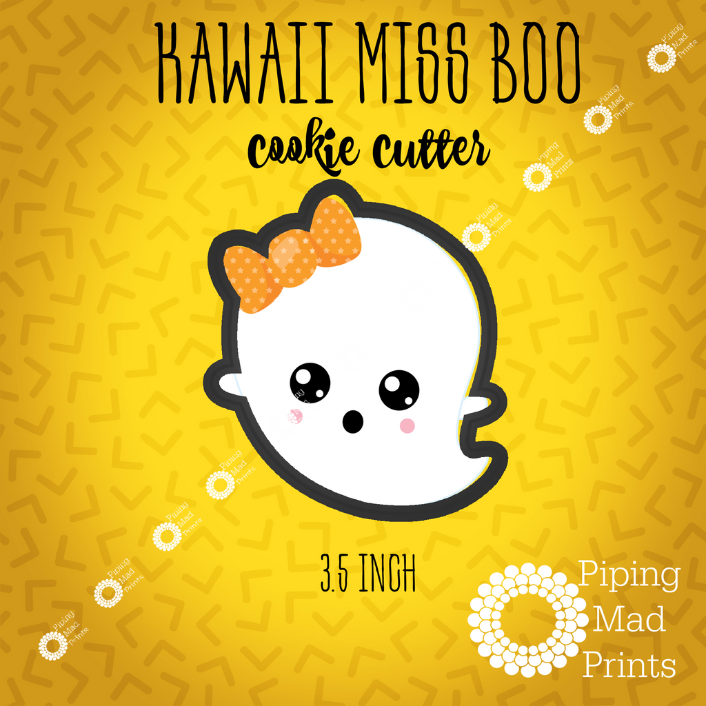 Kawaii Miss Boo 3D Printed Cookie Cutter - 3.5 inch – Piping Mad Prints